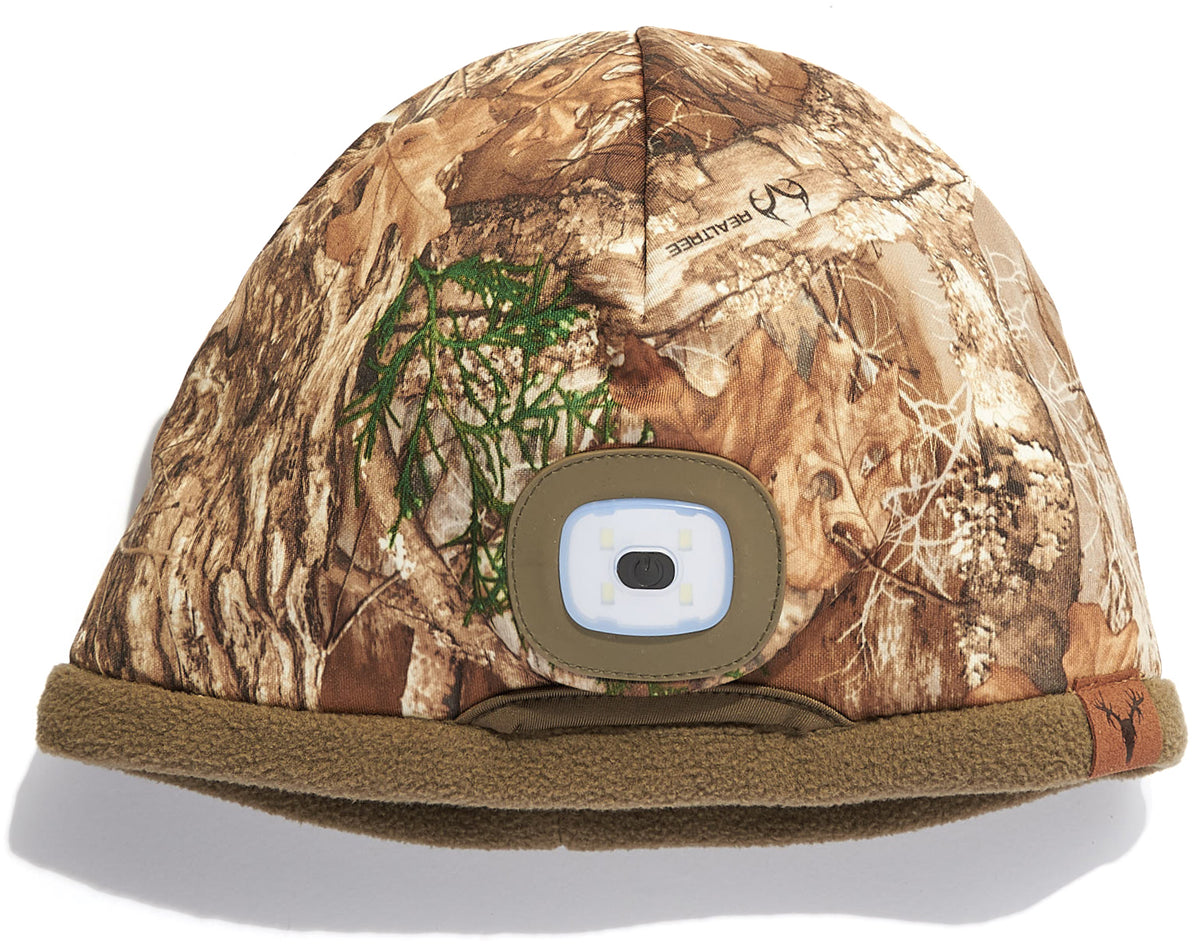 "Triton" Rechargeable Lighted Fleece Beanie in Realtree Camo or Black ...